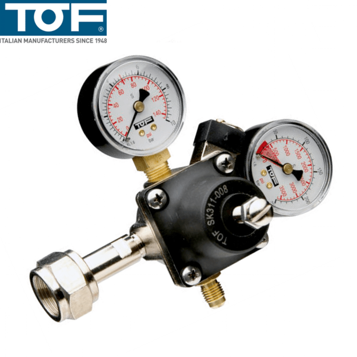 Riduttore di pressione Co2 con 2 manometri per bombola ricaricabile