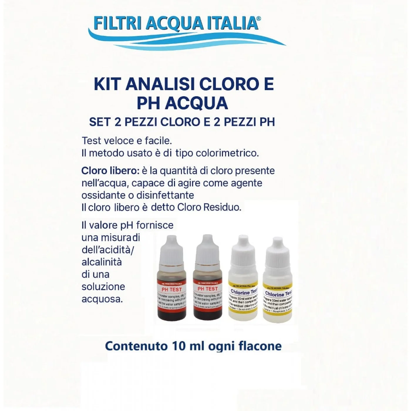 TEST CLORO PH ACQUA TDS RESIDUO FISSO